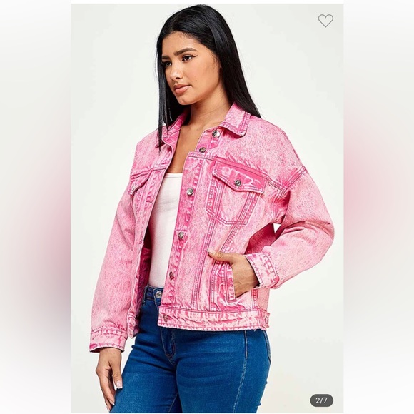 Fancy Dream | Jackets & Coats | Fancy Dream Pink Acid Wash Denim Jacket ...